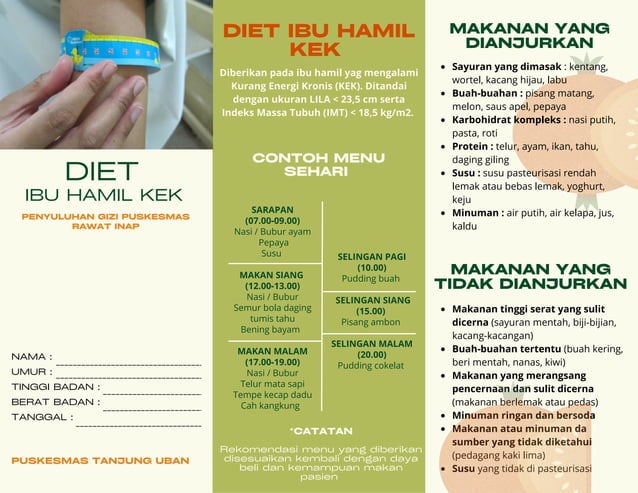 Leaflet asuhan gizi ibu hamil kurang energi kronis | PDF