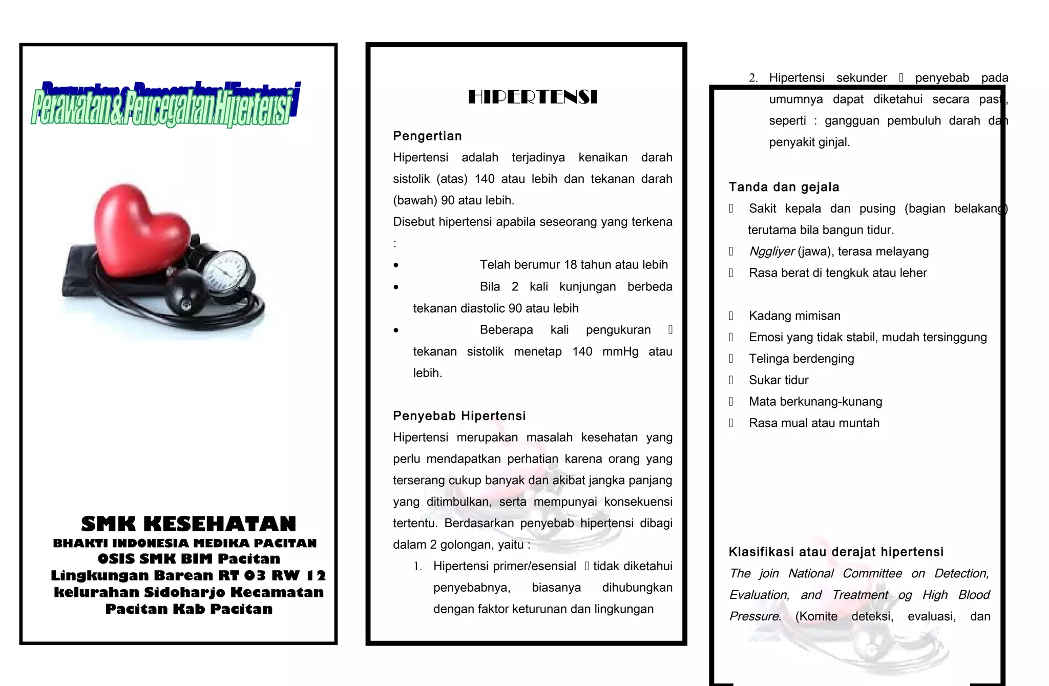 Leaflet hipertensi osis | DOC