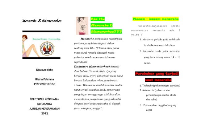 Leaflet menarche & dismenorhea | DOCX