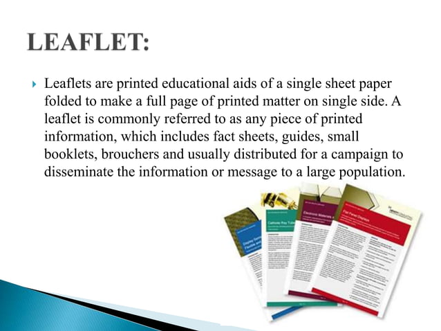 Leaflet, pamphlet and booklet | PPTX