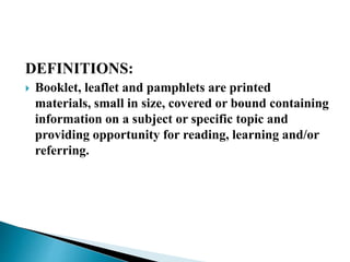Leaflet, pamphlet and booklet | PPTX