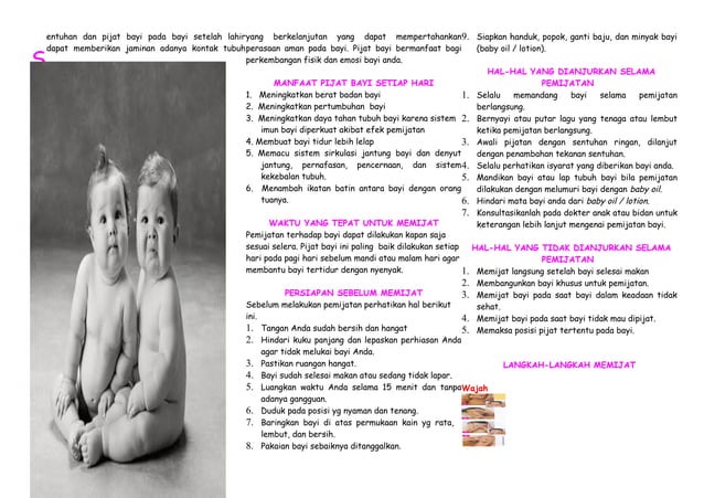 Leaflet panduan pijat bayi | PPT