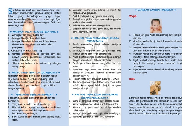 Leaflet panduan pijat bayi cie | DOC