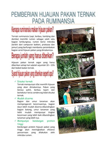 Leaflet pemberian hijauan pakan ternak | PDF