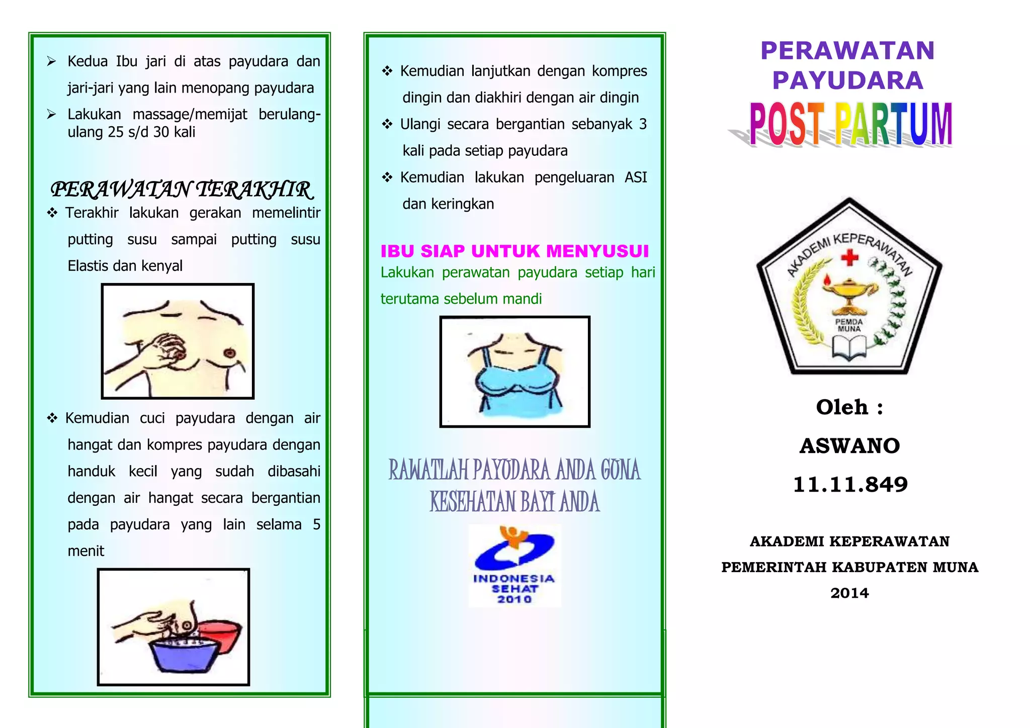 Leaflet perawatan payudara akper raha | DOC