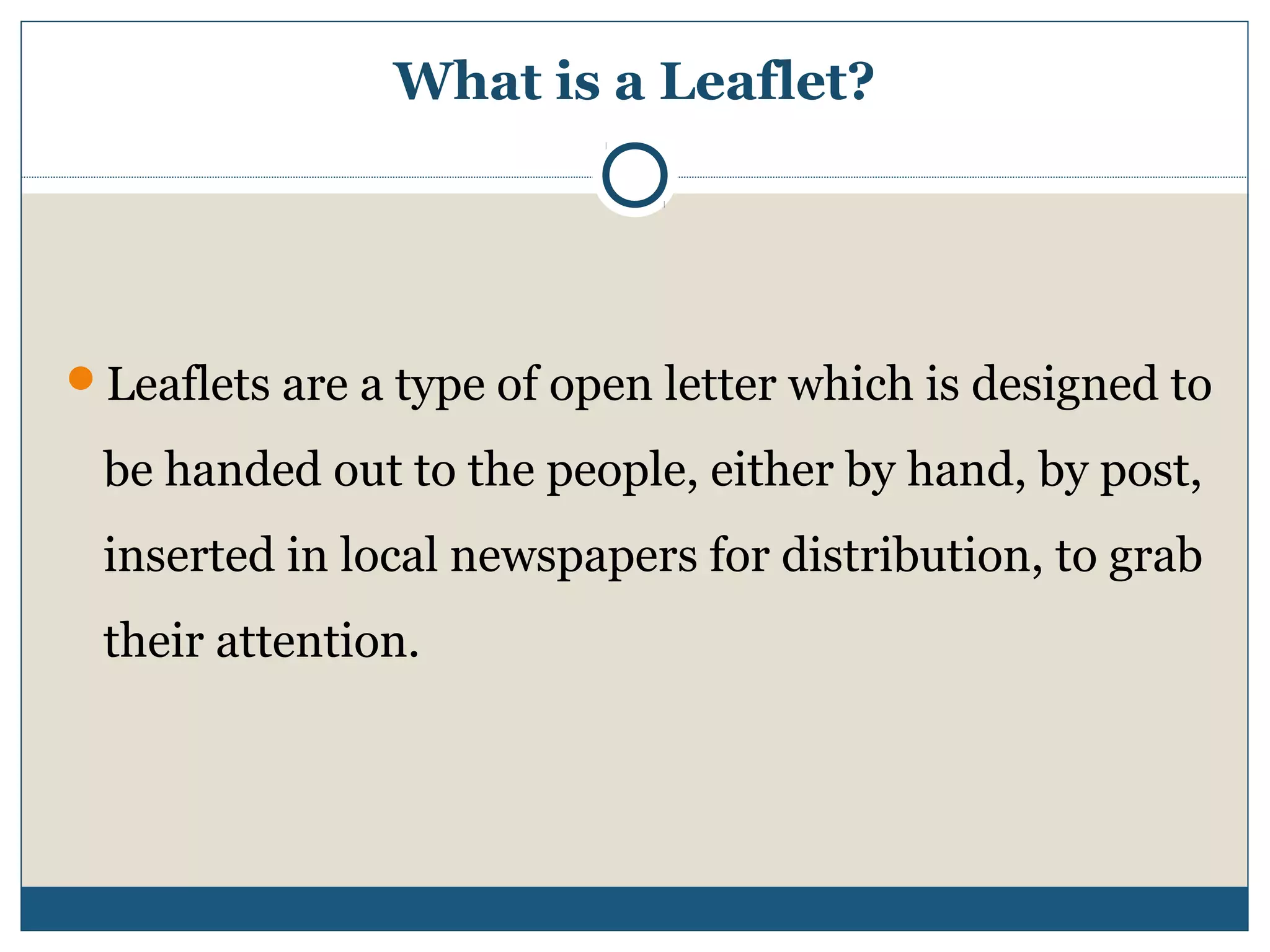 Leaflet Writing presentation | PPT