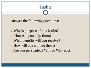 Leaflet Writing presentation | PPT