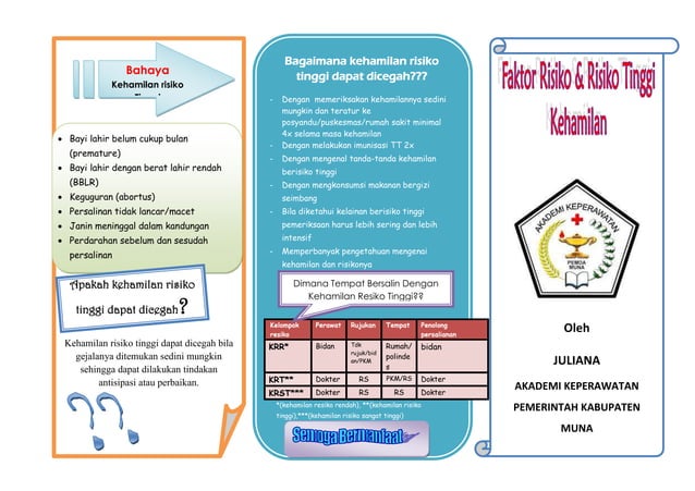 Leaflet resiko tinggi kehamilan | DOCX