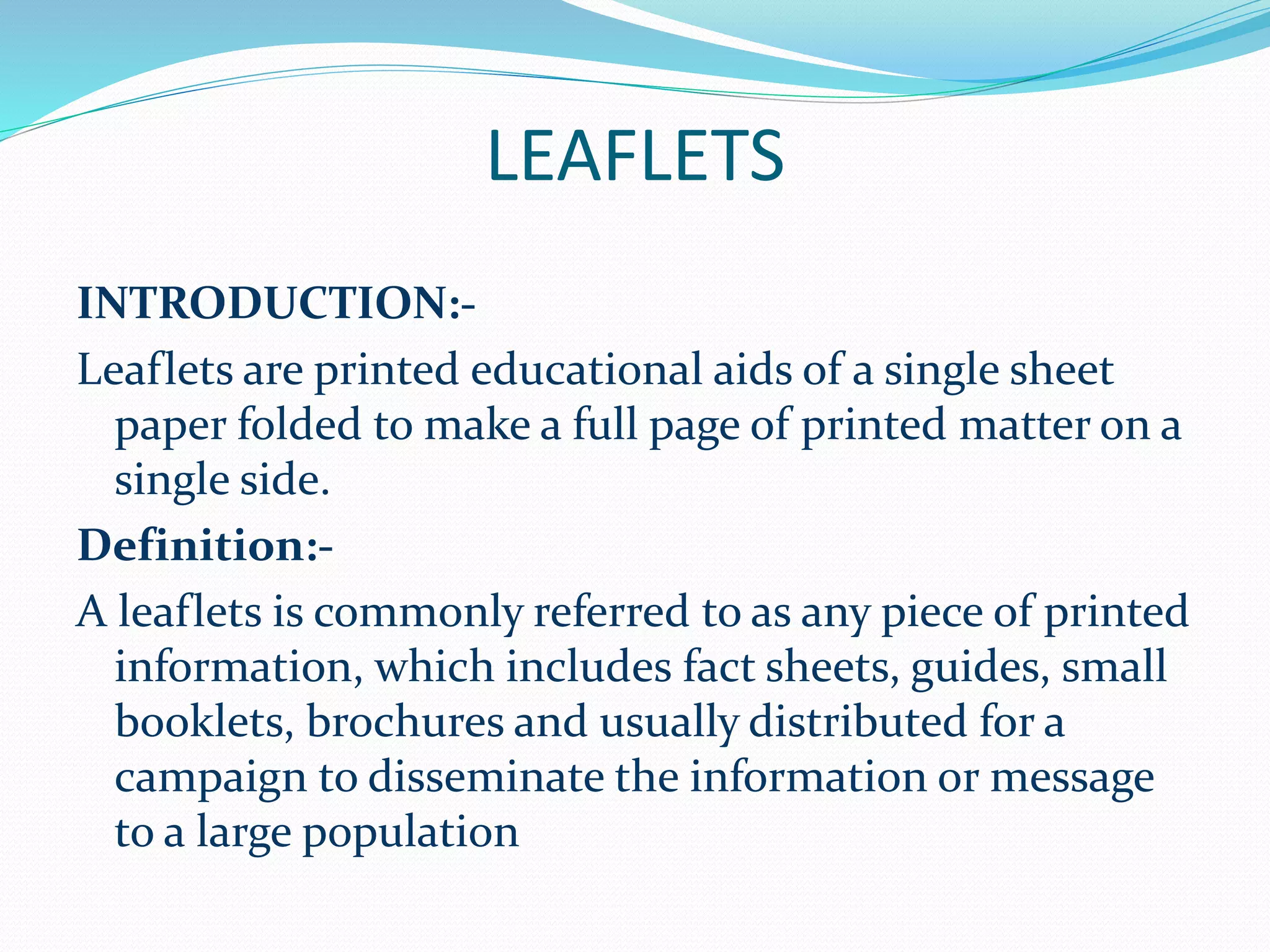 Leaflets and pamplets | PPTX