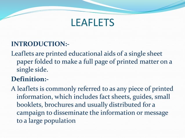 Leaflets and pamplets | PPTX