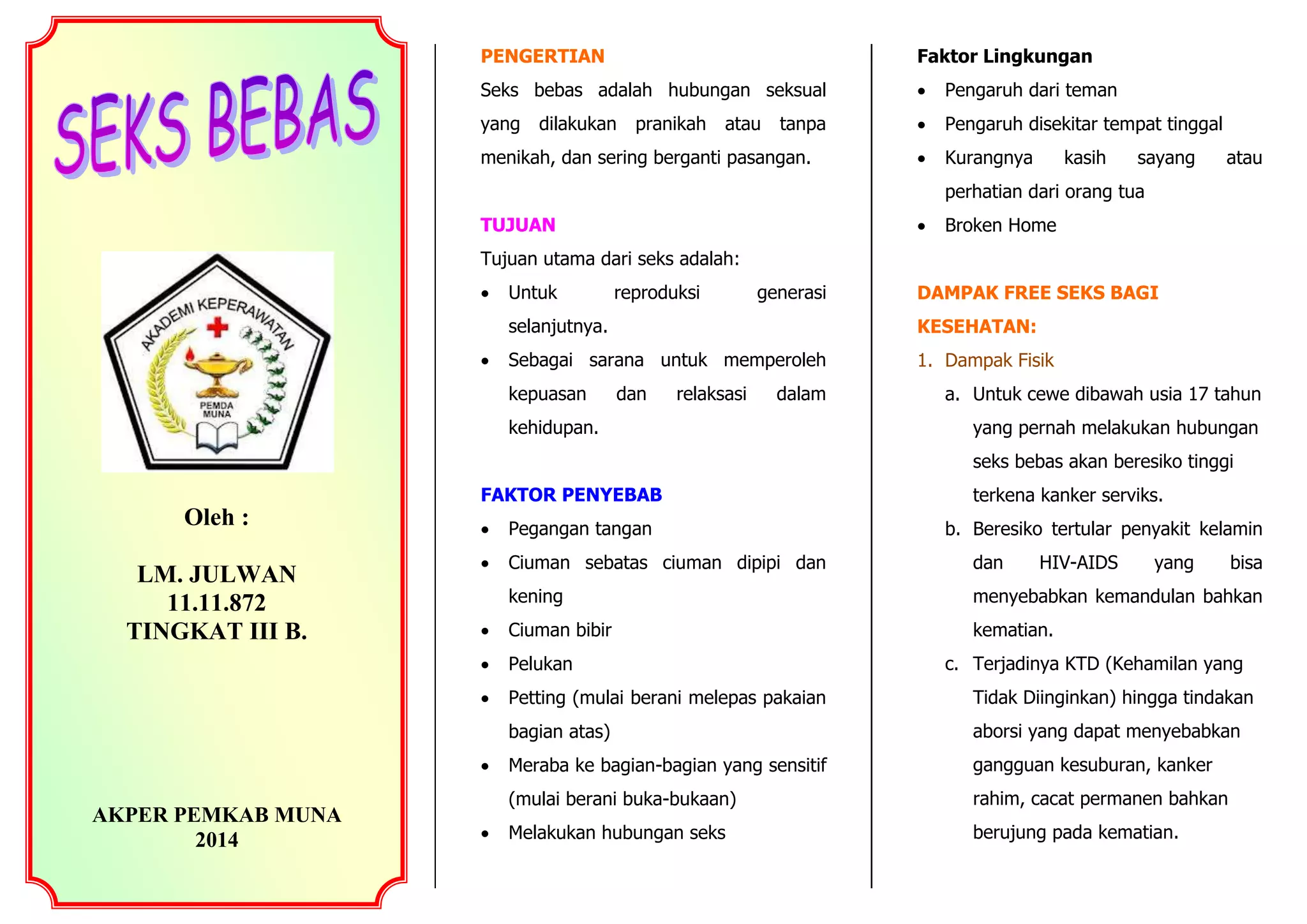 Leaflet seks bebas akper pemkab muna | DOCX