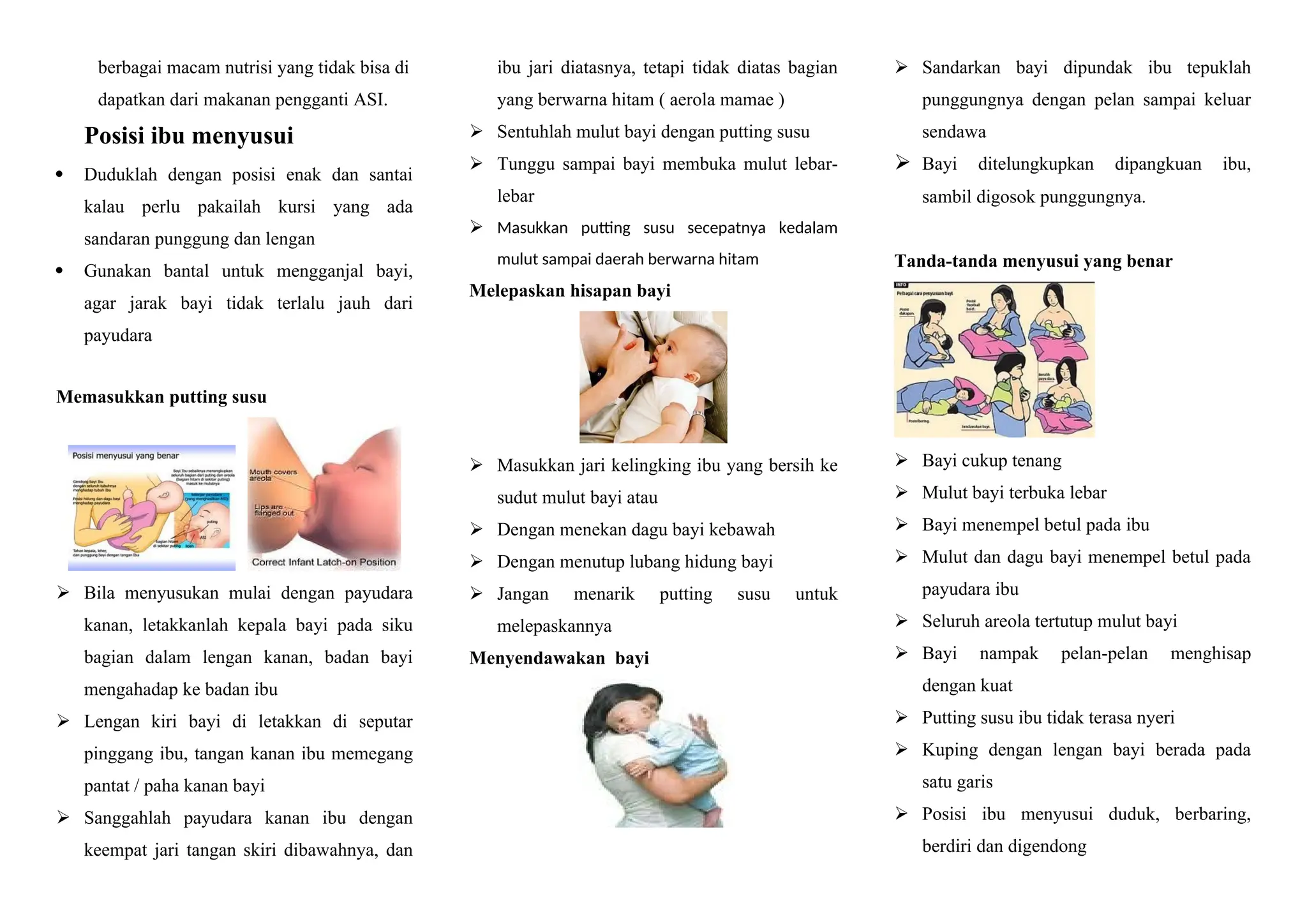 Leaflet Teknik Menyusui yang benar untuk ibu | DOC