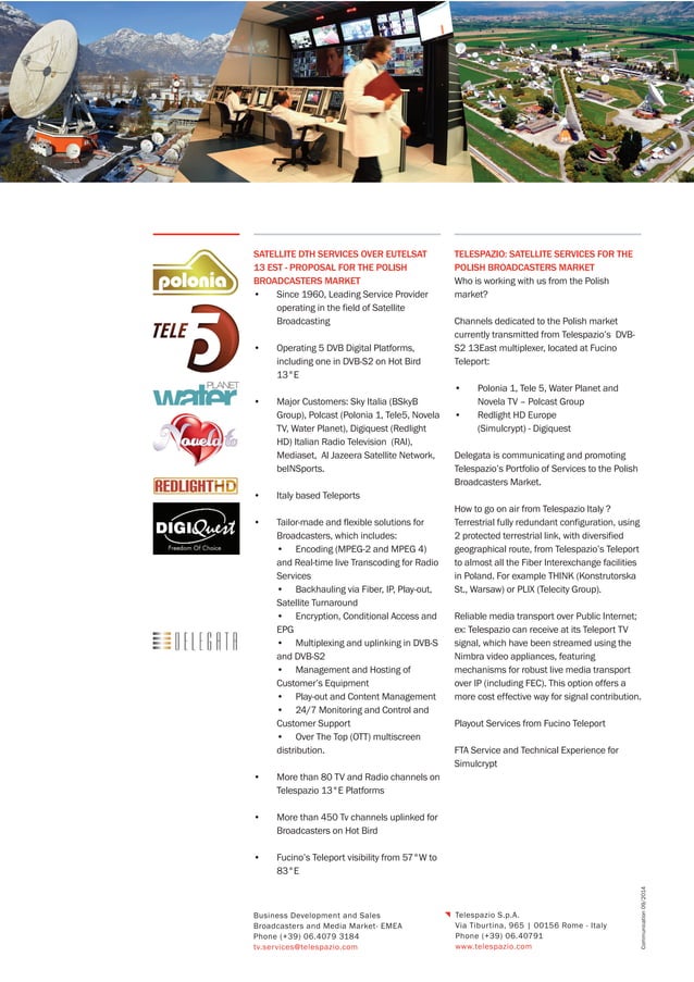 Satellite DTH Service Over Eutelsat Hot Bird 13° East | PDF