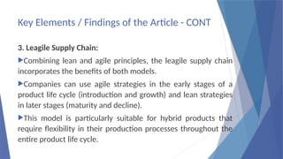 Lean and Agile Supply Chain Management, Article Review.pptx | Logistics | Business
