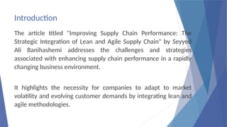 Lean and Agile Supply Chain Management, Article Review.pptx | Logistics | Business