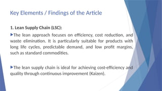 Lean and Agile Supply Chain Management, Article Review.pptx | Logistics | Business