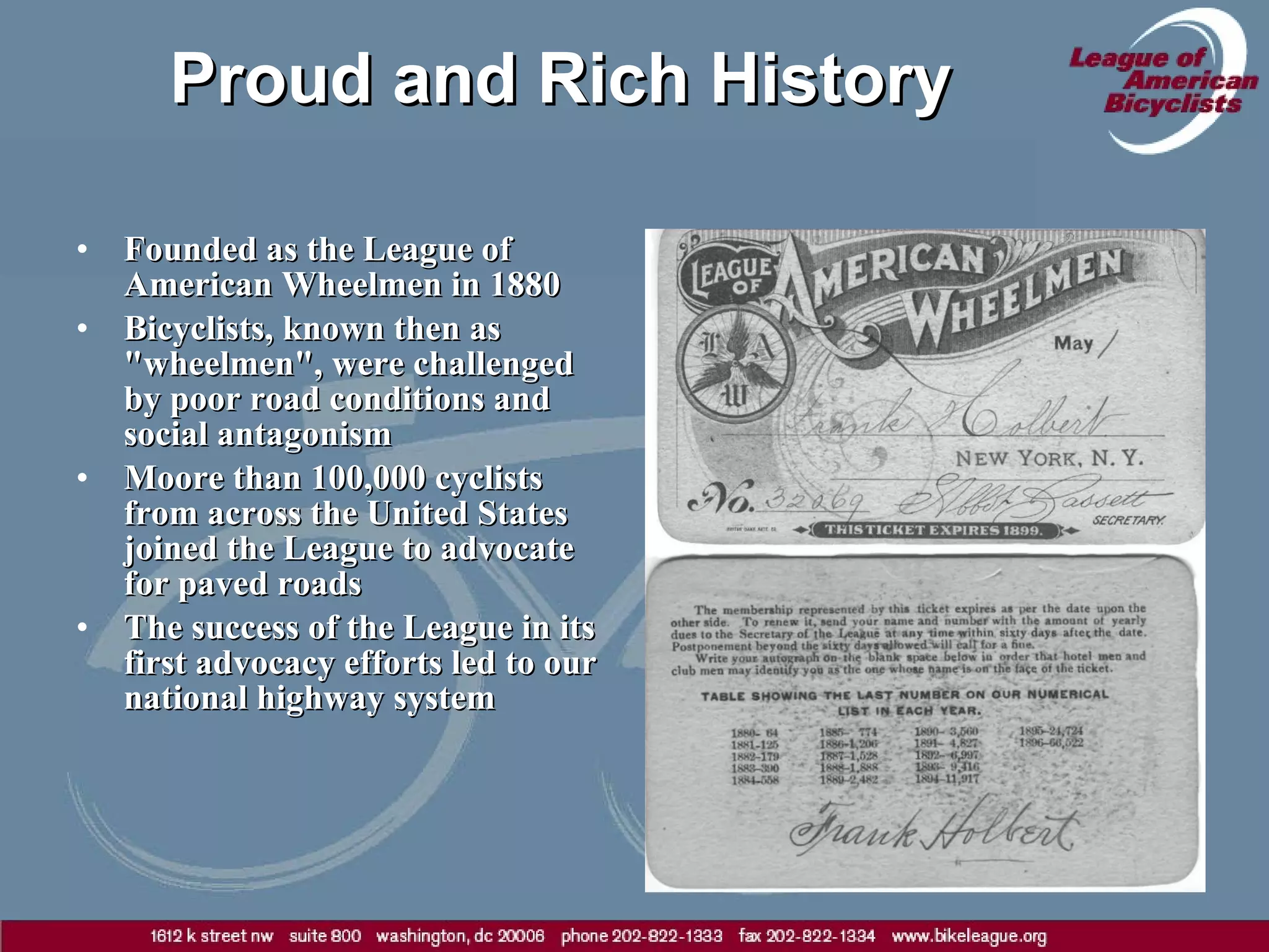League Of American Bicyclists Presentation | PPT | Cycling | Sports
