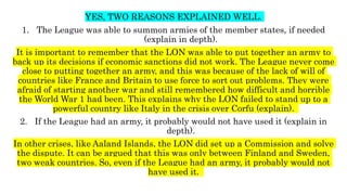 IGCSE EXAM PRACTICE - LEAGUE OF NATIONS - QUESTIONS AND ANSWERS | PPTX