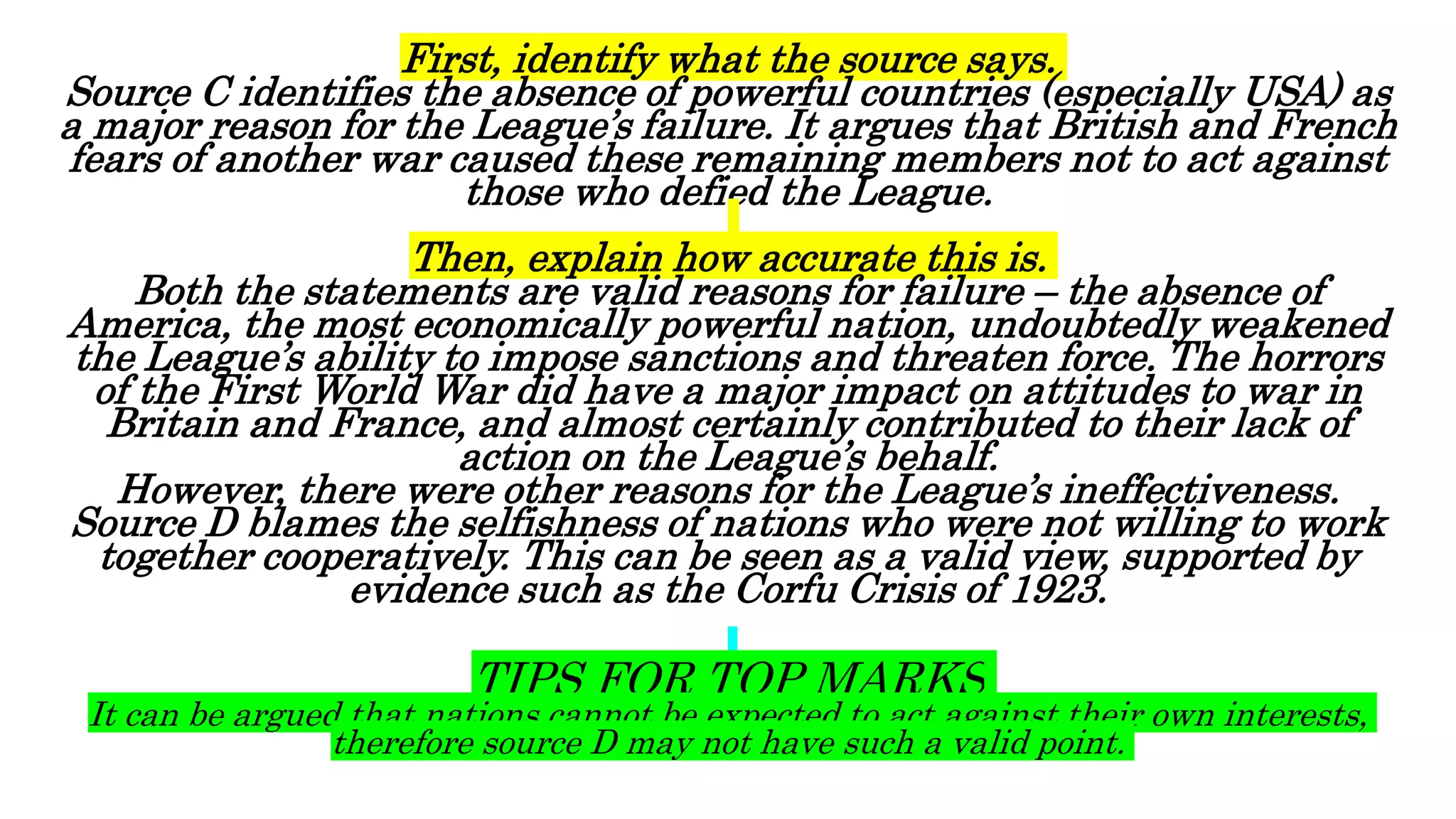 IGCSE EXAM PRACTICE - LEAGUE OF NATIONS SOURCES - QUESTIONS AND ANSWERS ...