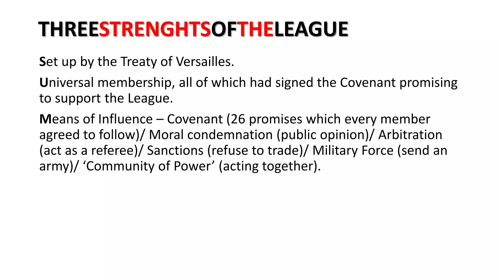 CAMBRIDGE IGCSE HISTORY REVISION 2 - LEAGUE OF NATIONS | PPTX