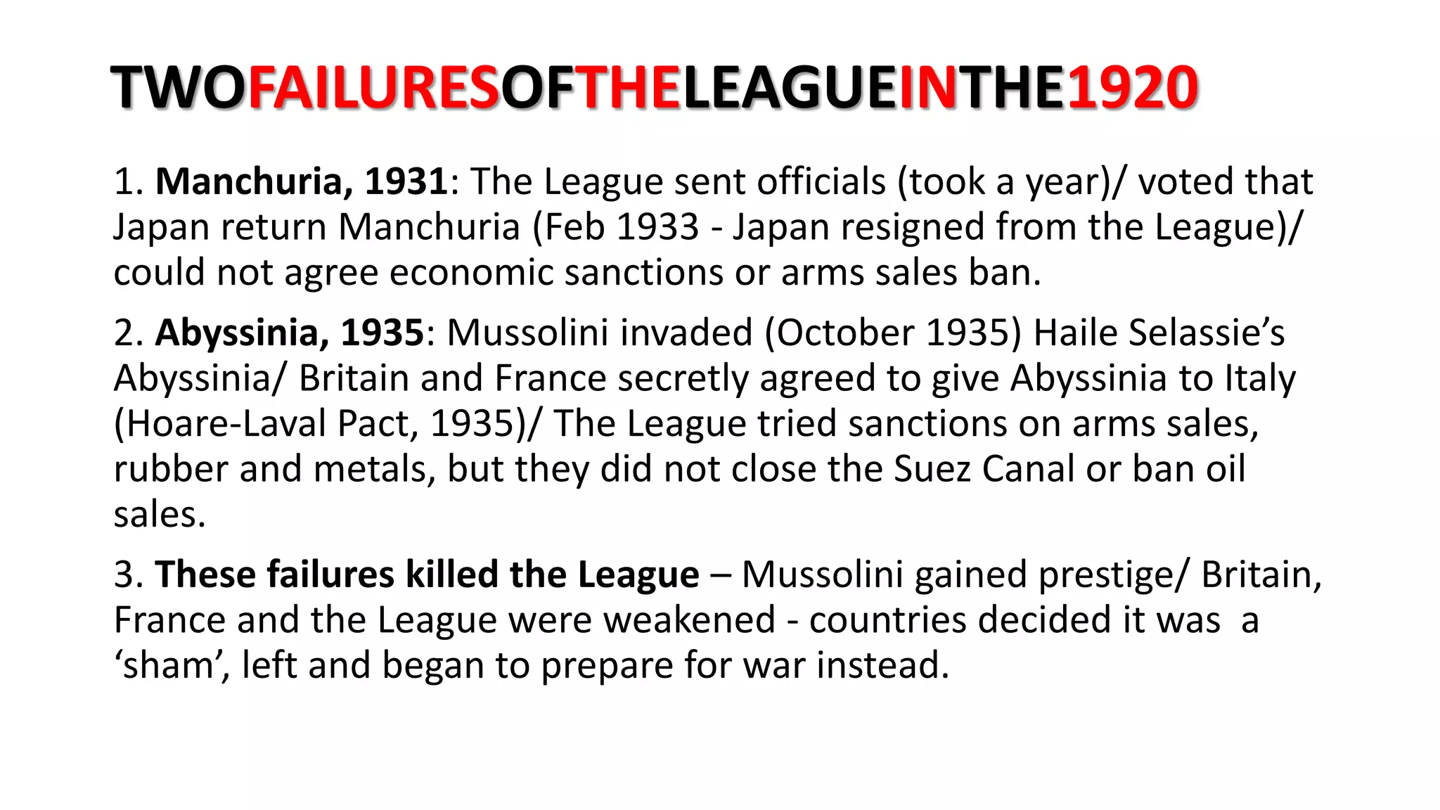 CAMBRIDGE IGCSE HISTORY REVISION 2 - LEAGUE OF NATIONS | PPTX