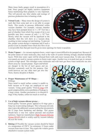 Leakage detection and prevention in vacuum systems | PDF