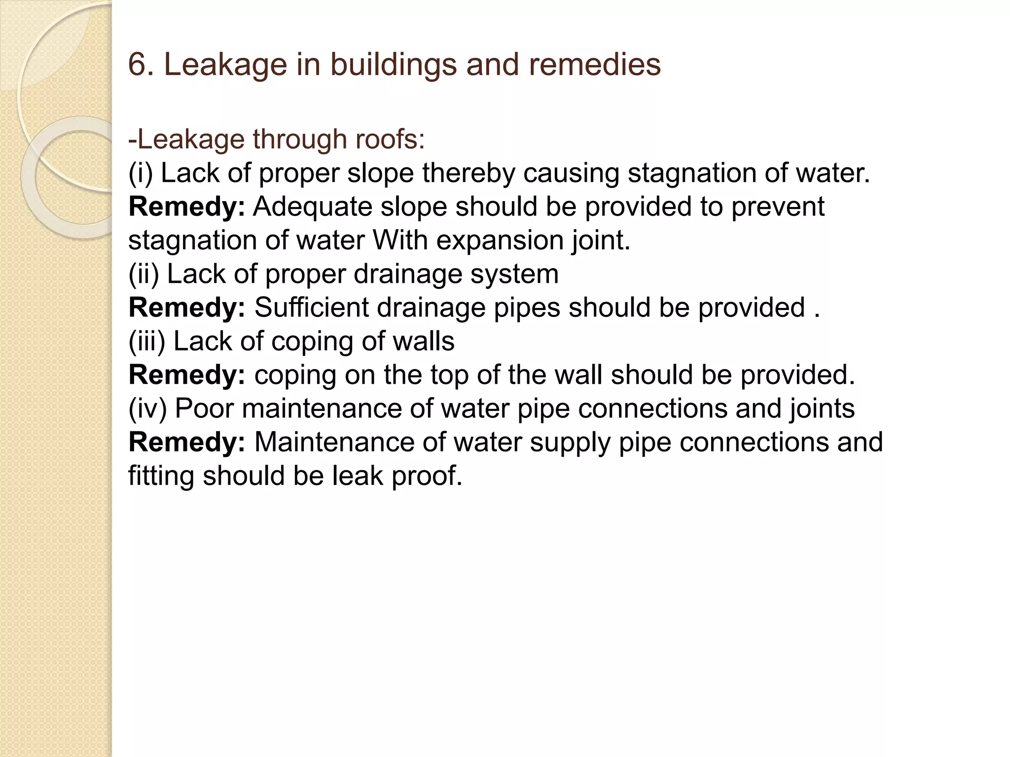 Leakage in external walls of the buildings. | PPTX