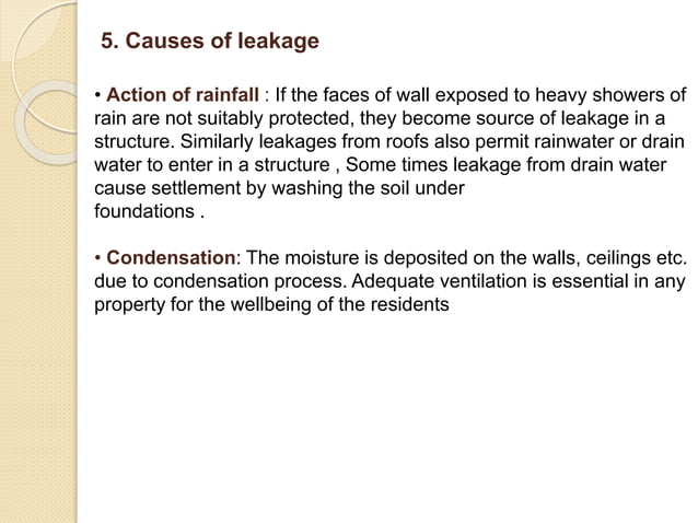 Leakage in external walls of the buildings. | PPTX