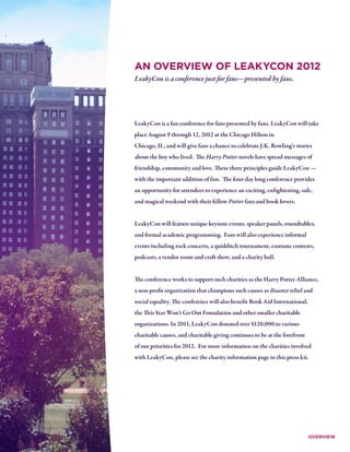 LeakyCon 2012 Press Kit | PDF | Fan Conventions | Events