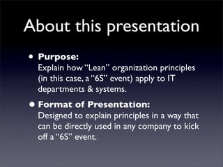 Lean 6S Event for IT | PDF