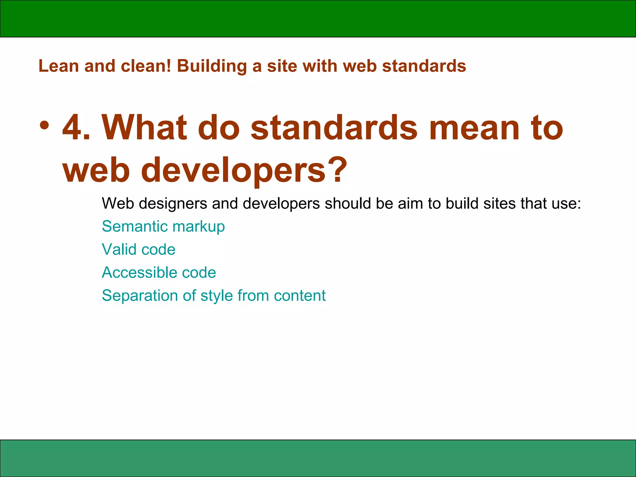 Lean And Clean! Building A Site With | PPT