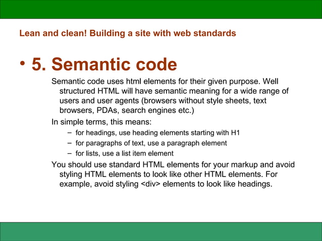Lean And Clean! Building A Site With | PPT