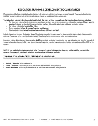 Lean projects completed - VanSant | DOC