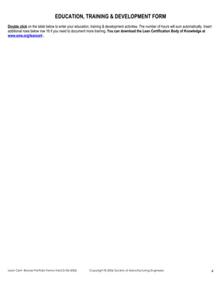 Lean projects completed - VanSant | DOC