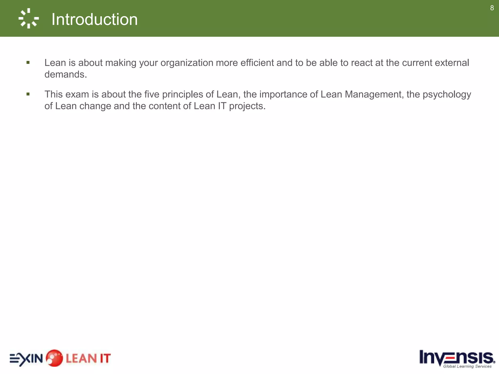 EXIN Lean IT Course Preview | PPTX