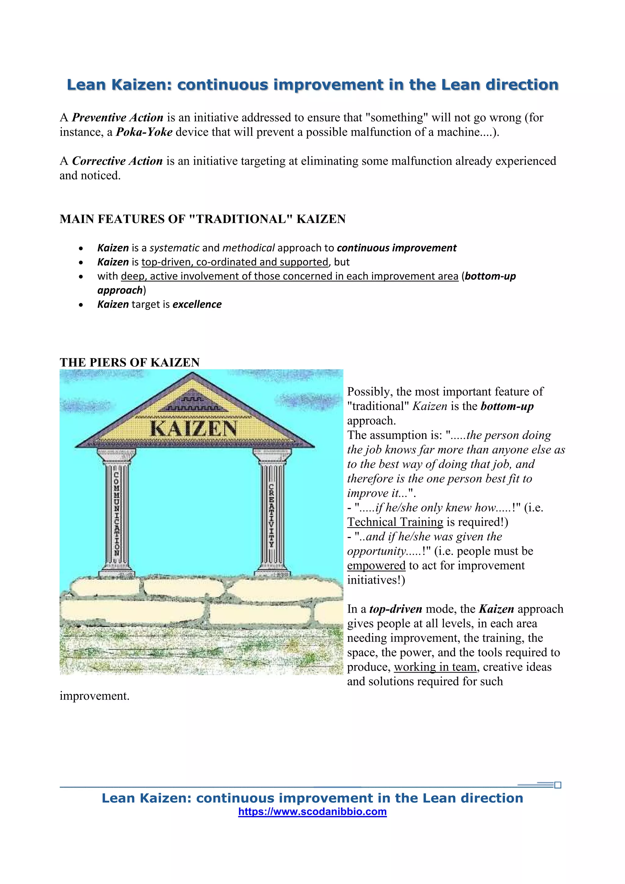 Lean Kaizen: continuous, step-by-step improvement in the Lean direction ...
