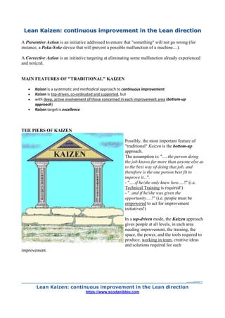 Lean Kaizen: continuous, step-by-step improvement in the Lean direction ...