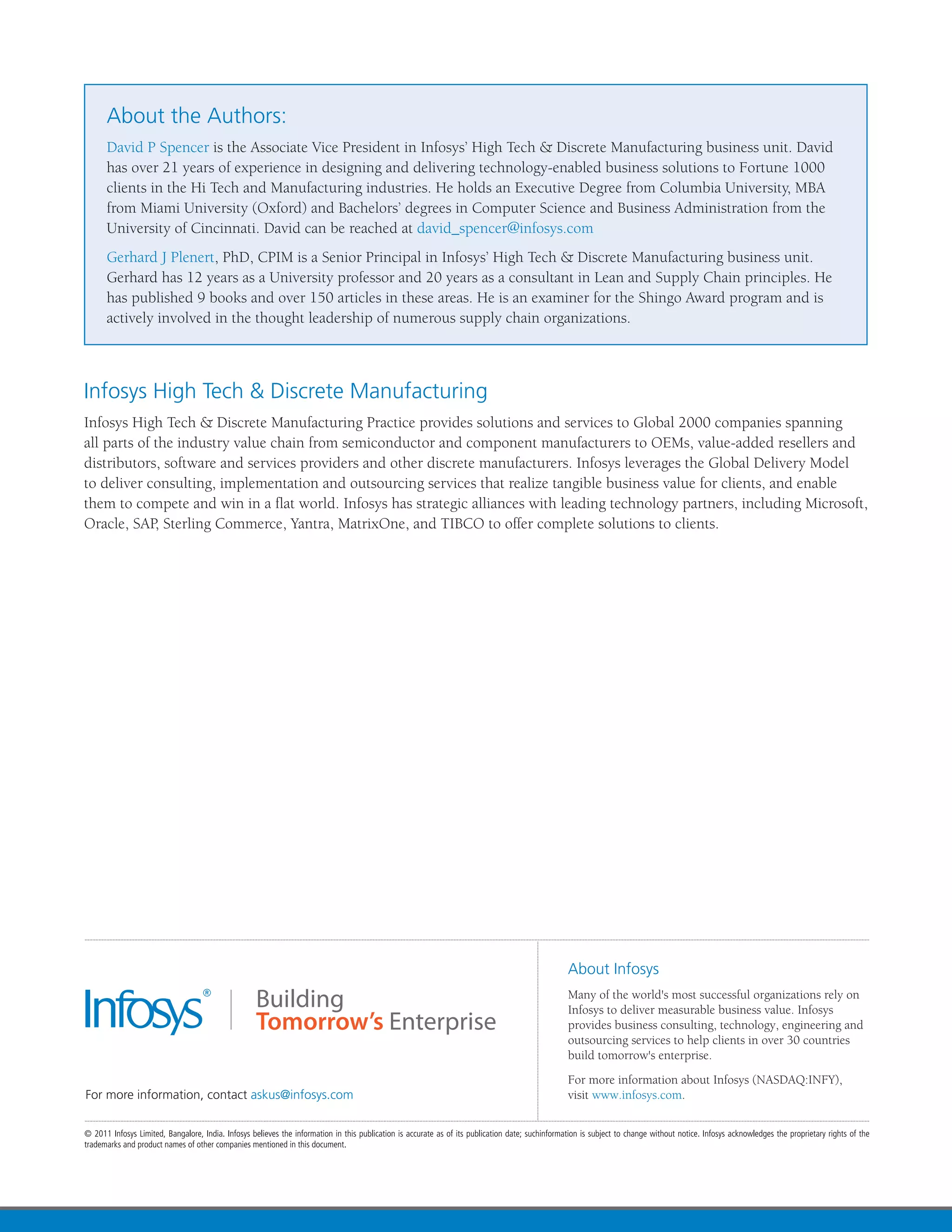 Infosys – Lean Manufacturing Software Solutions | Methodology White ...