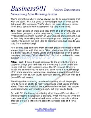 Lean 3P Design | PDF