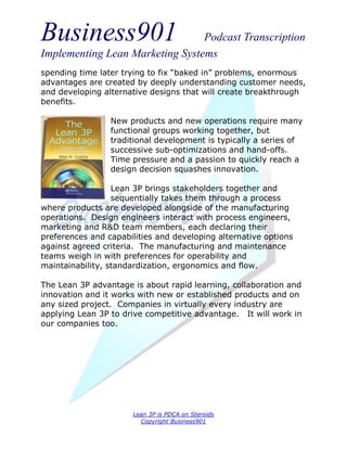 Lean 3P Design | PDF