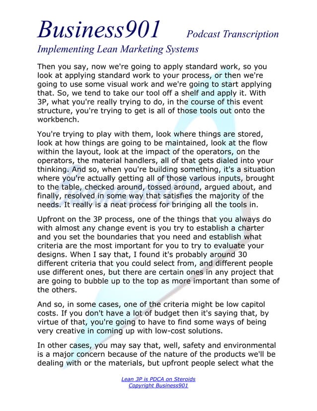 Lean 3P Design | PDF