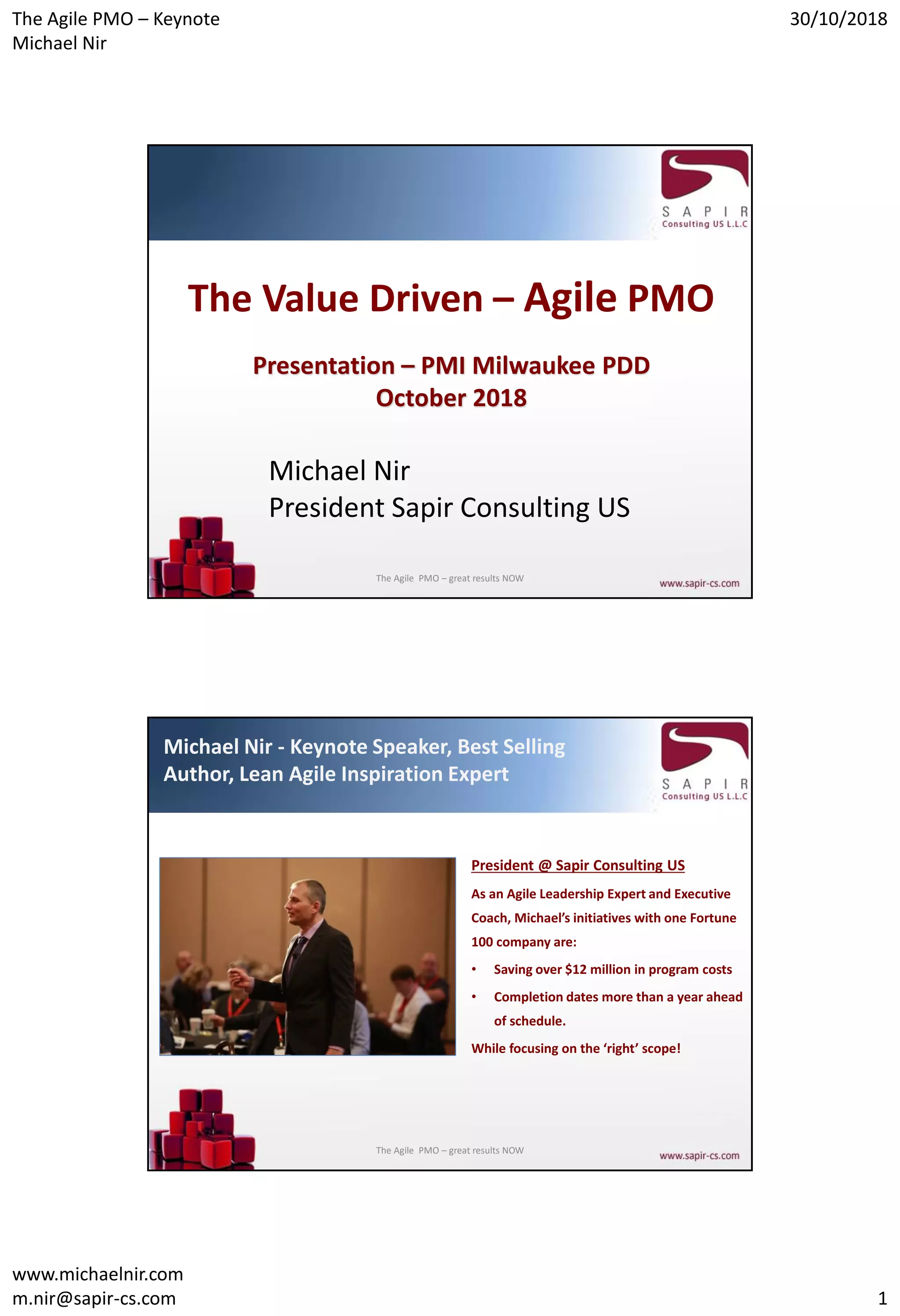 Lean agile The Agile PMO – Practical Value Driven Change Leadership in Projects and Portfolios ...