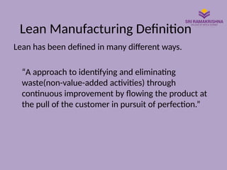 Lean & Agile Manufacturing Systems.pptx - Value Stream | PPT