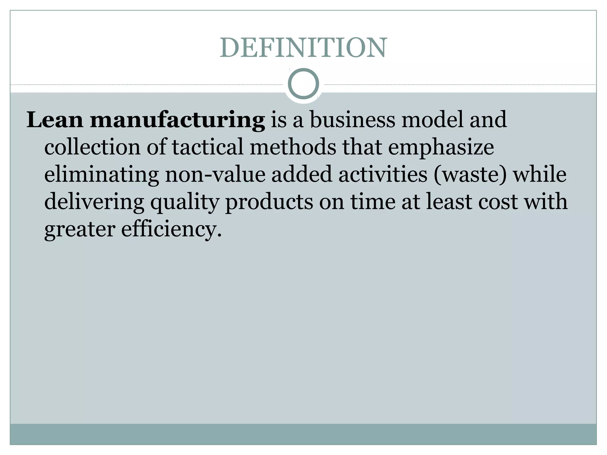 Lean and agile manufacturing system | PPT