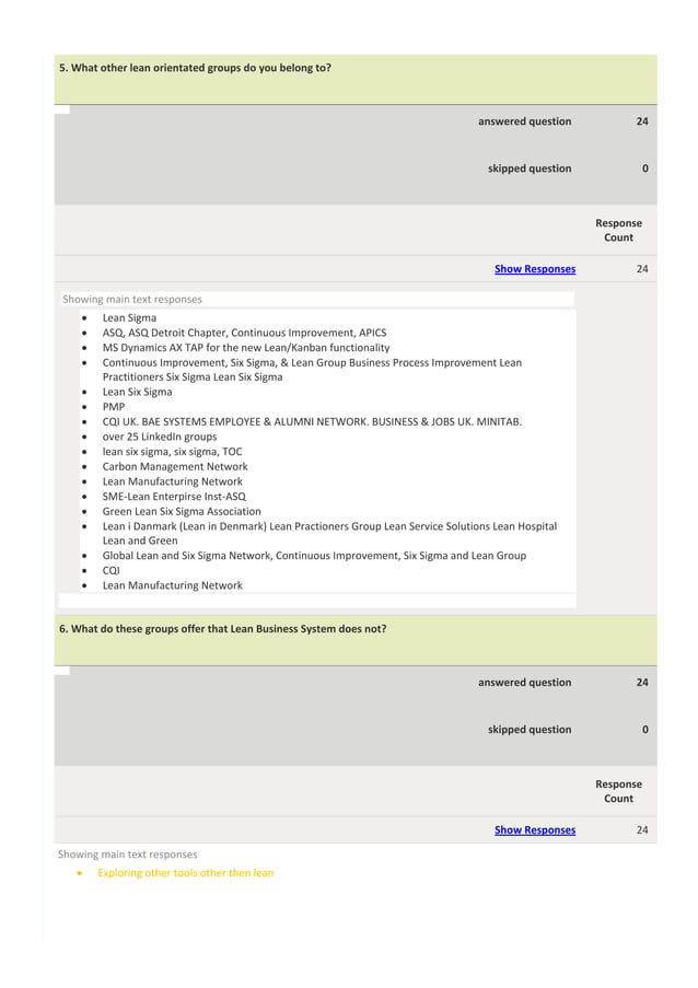 Lean Business System Survey April 2011 | PDF