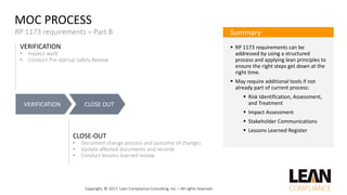 PHMSA - API RP 1173 - Management of Change - Overview | PDF