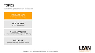 PHMSA - API RP 1173 - Management of Change - Overview | PDF