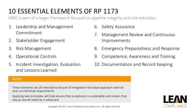 PHMSA - API RP 1173 - Management of Change - Overview