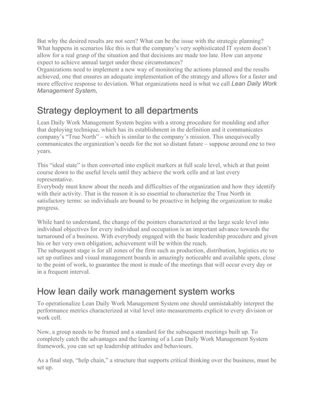 Lean daily work management system at the core of its operations | PDF