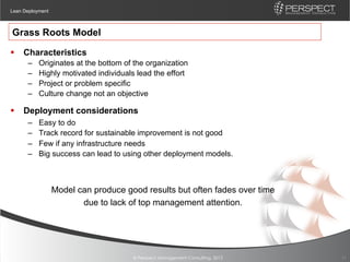 Lean Deployment Models - Perspect Management Consulting | PDF